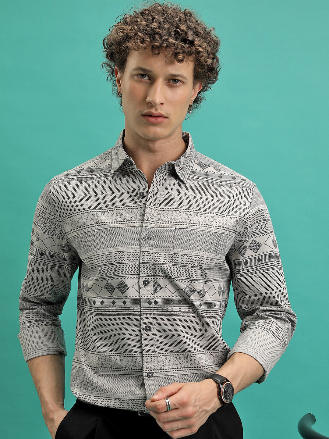 Buy Ketch Men Regular Collar Full Sleeve All Over Printed Shirt ...
