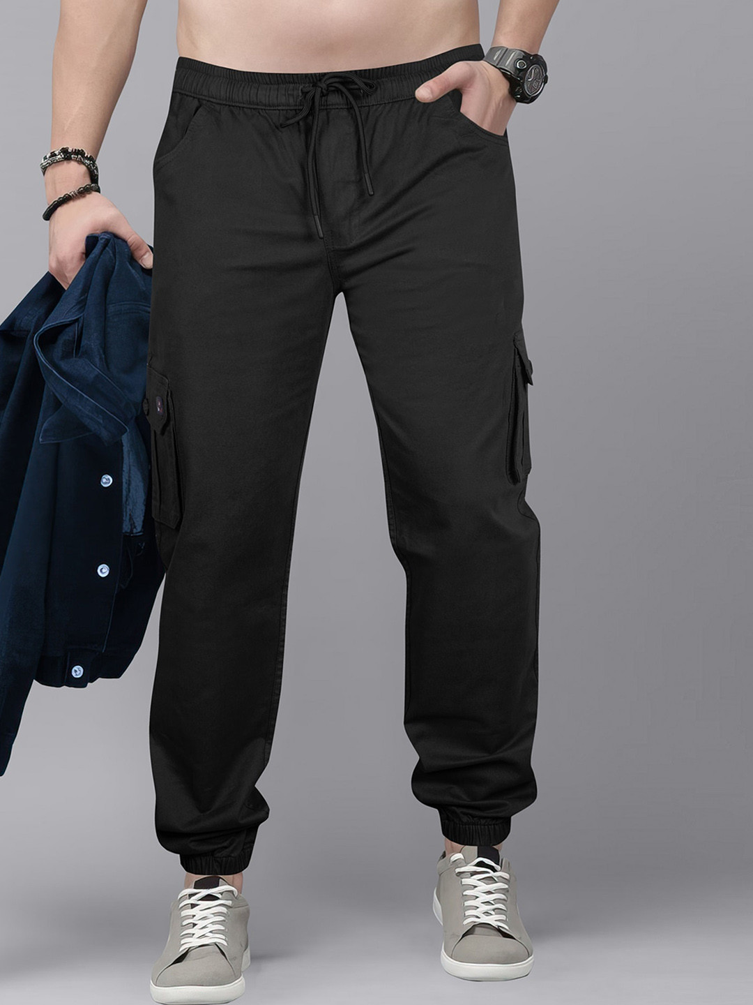 Buy Jb Just BLACK Men Relaxed Joggers Trousers - Trousers for Men ...