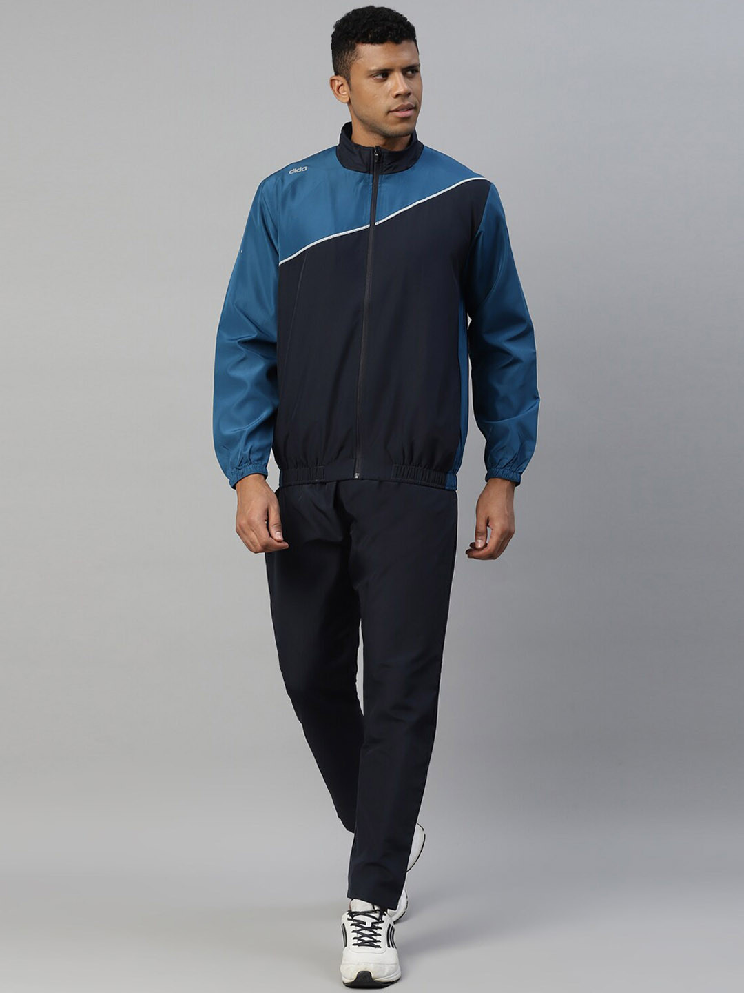 Buy DIDA Men Colourblocked Comfort Fit Lightweight Running Tracksuit ...