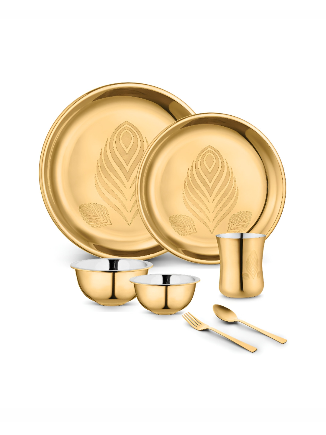 Buy Classic Essentials Pack Of 7 Stainless Steel Divine Dinner Set, PVD ...