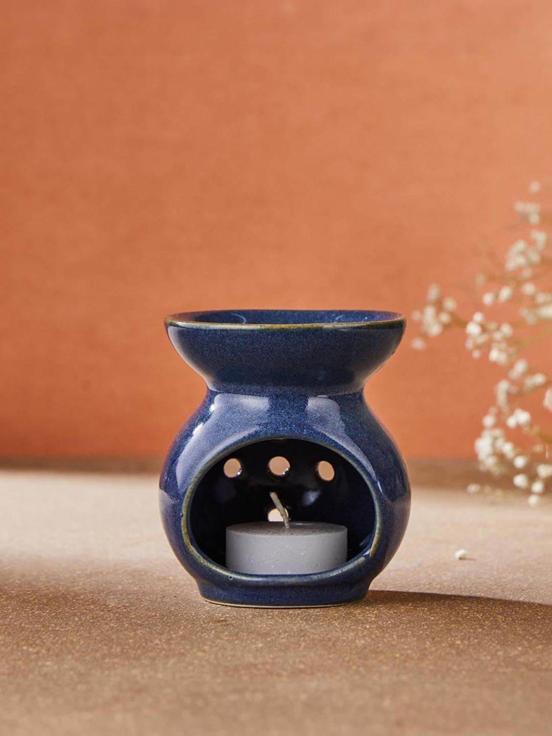 Buy Fabindia Blue Ceramic Gulmohar Glazed Diffuser - Aroma Oil ...
