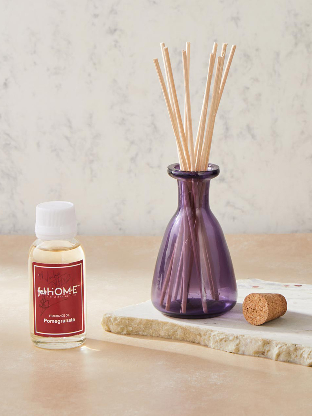 Buy Fabindia Purple Natural Glass Diffuser With Fragrance Oil 60ml & 10 ...