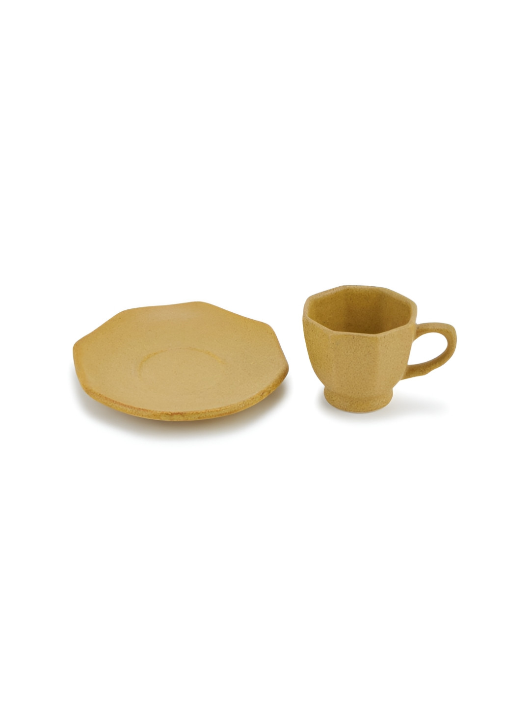 Buy Fabindia Yellow 2 Pieces Ceramic Glossy Cups And Saucers 100 Ml ...