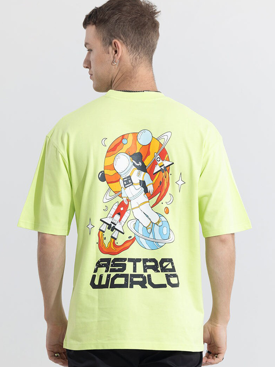 Buy Snitch Green Graphic Printed Drop Shoulder Sleeves Oversized Cotton ...