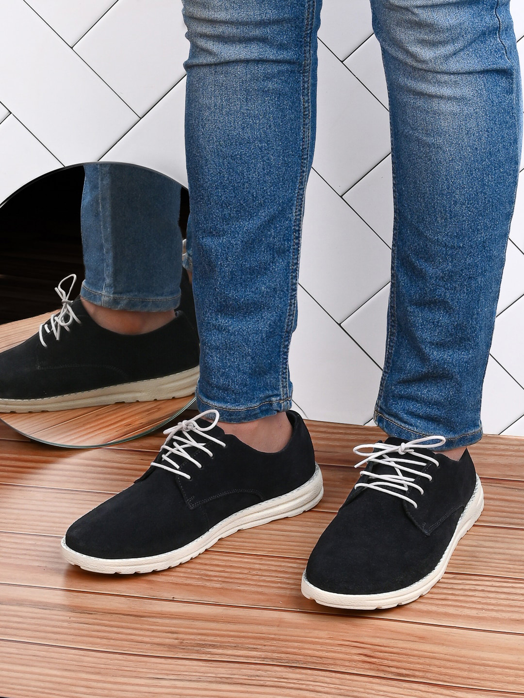 Buy Styli Men Classic Suede Leather Lace Up Shoes - Casual Shoes for ...