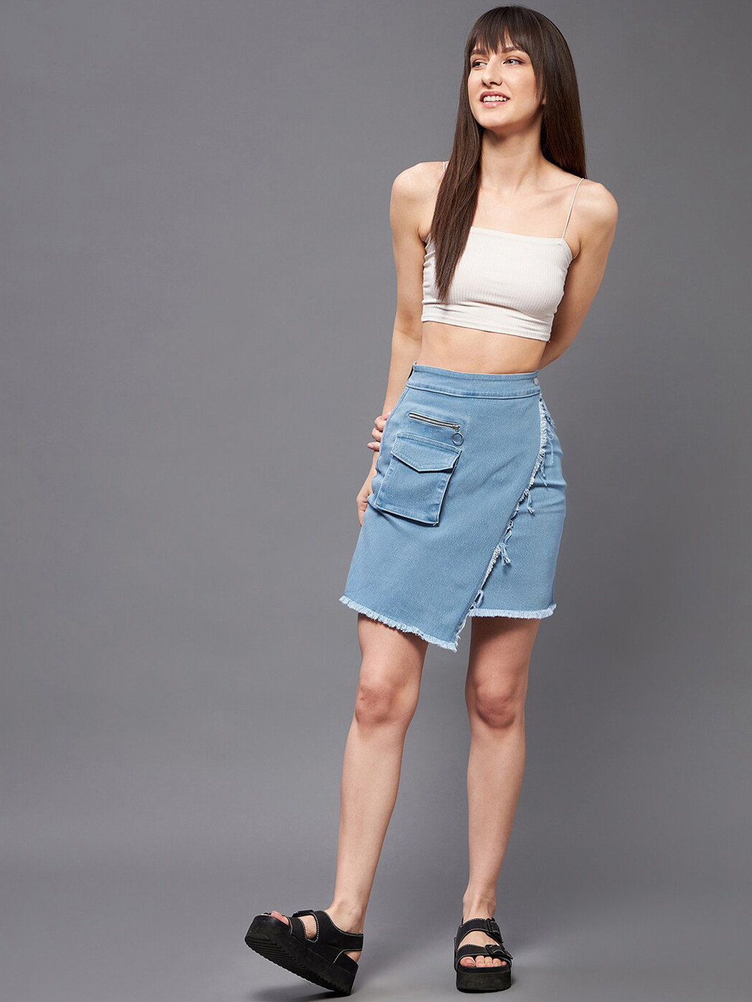 Buy Miss Chase Women Regular High Rise Clean Look Above Knee ...