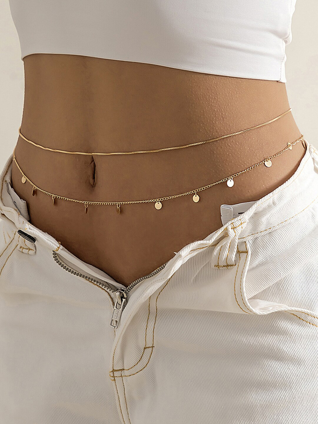 Buy Peora Gold Plated Studded Waist Chain Saree Accessories - Saree ...