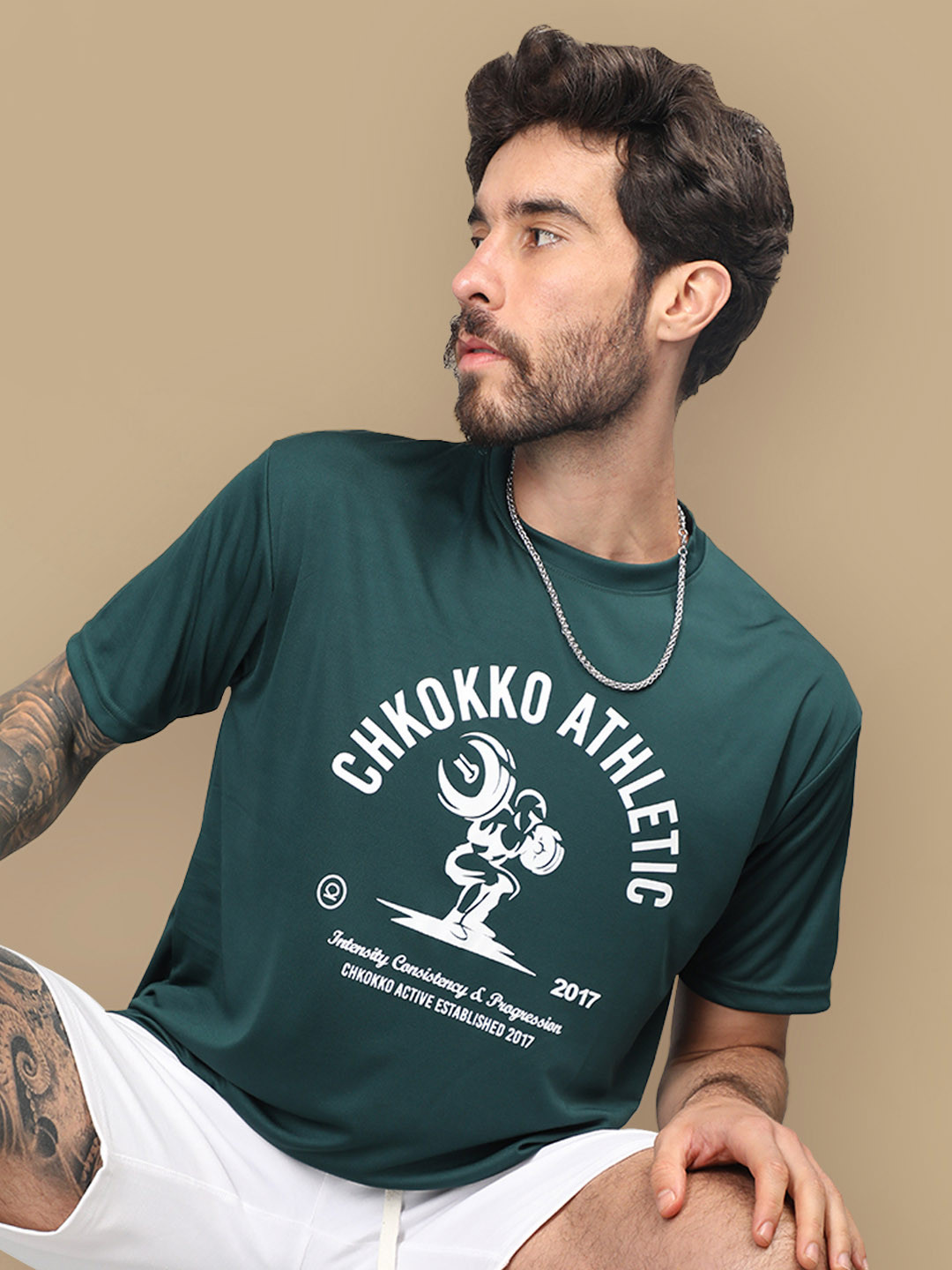Buy CHKOKKO Typography Printed Round Neck Short Sleeves Regular T Shirt ...