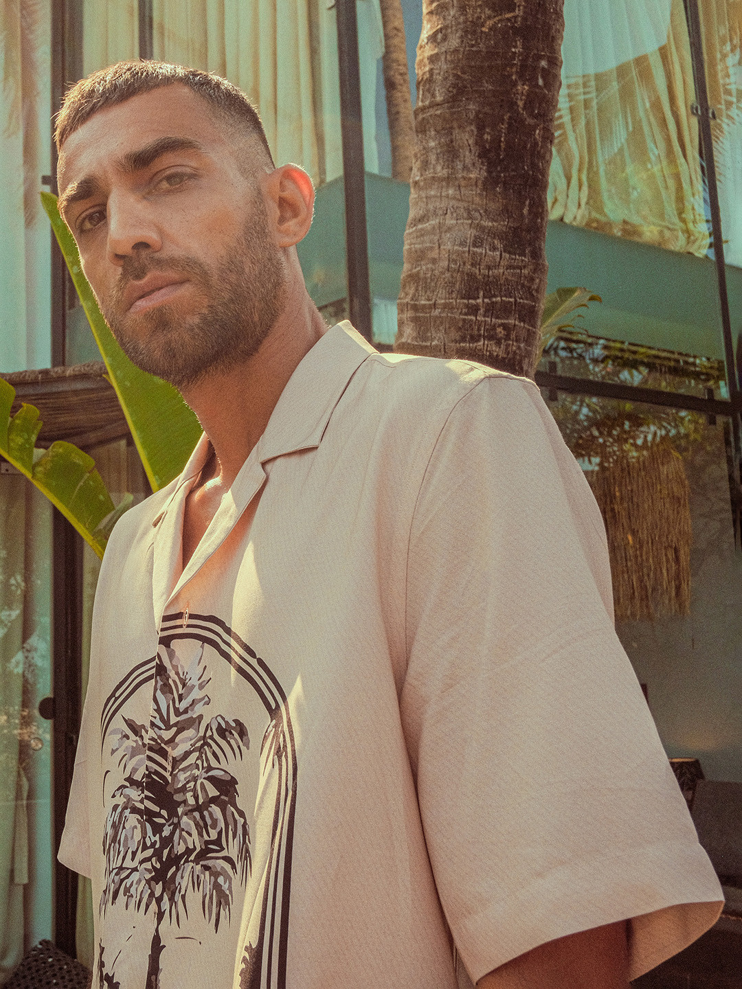 Buy RARE RABBIT Men Zedd Regular Fit Graphic Printed Cuban Collar Shirt ...