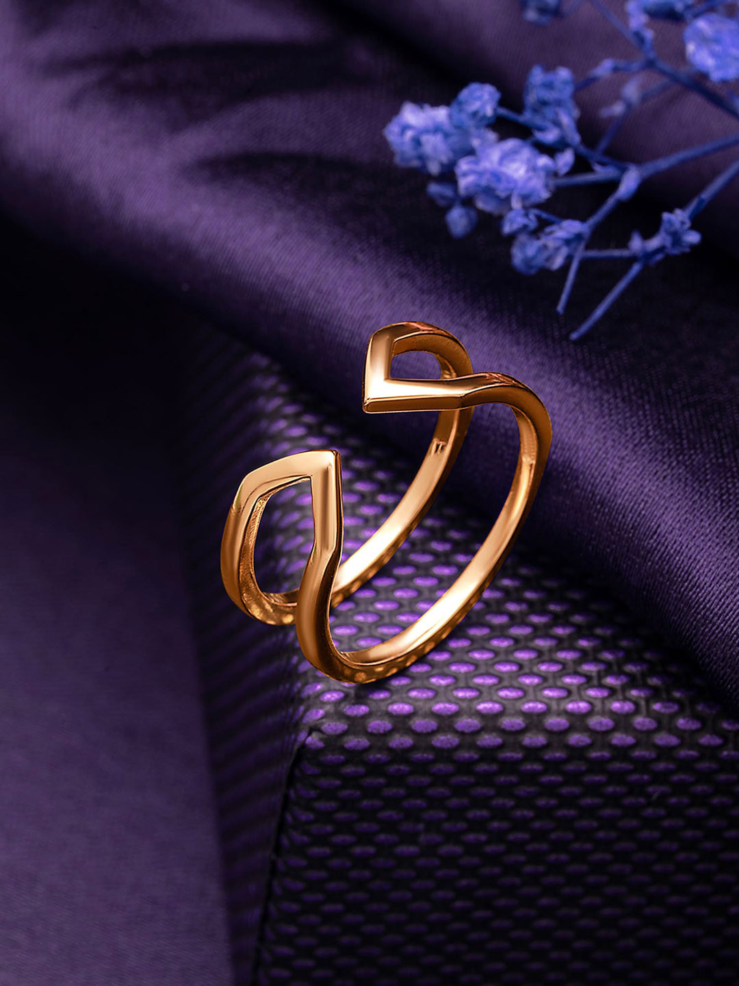 Buy SILBERRY 92.5 Sterling Rose Gold Plated Curve Finger Ring - Ring ...