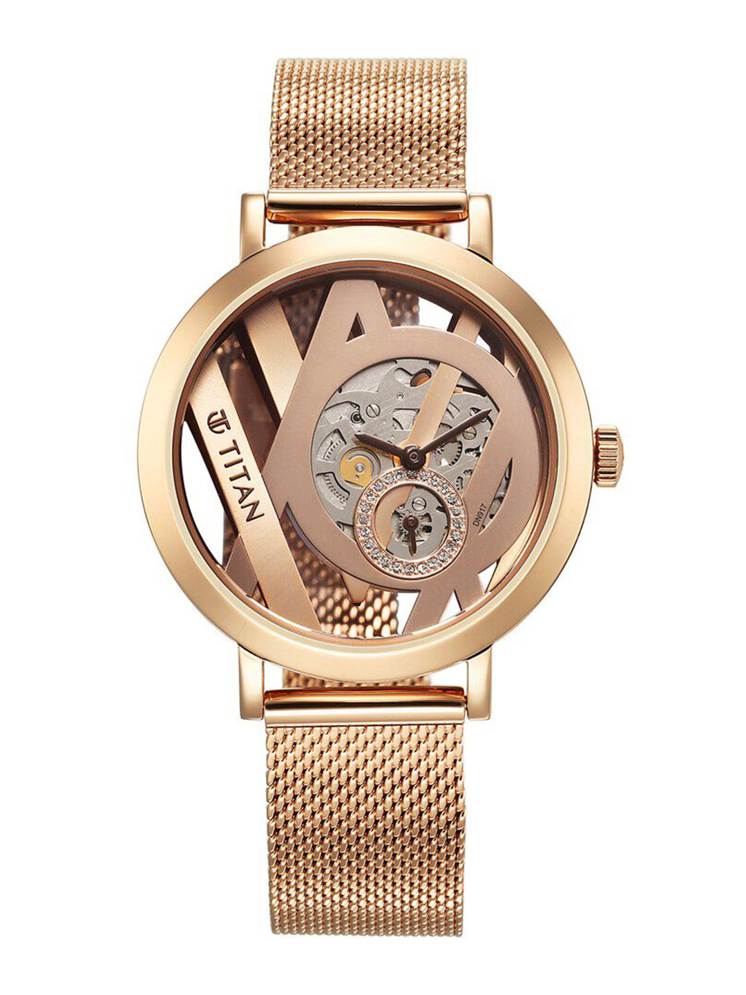 Buy Titan Women Skeleton Dial & Stainless Steel Bracelet Style Straps ...