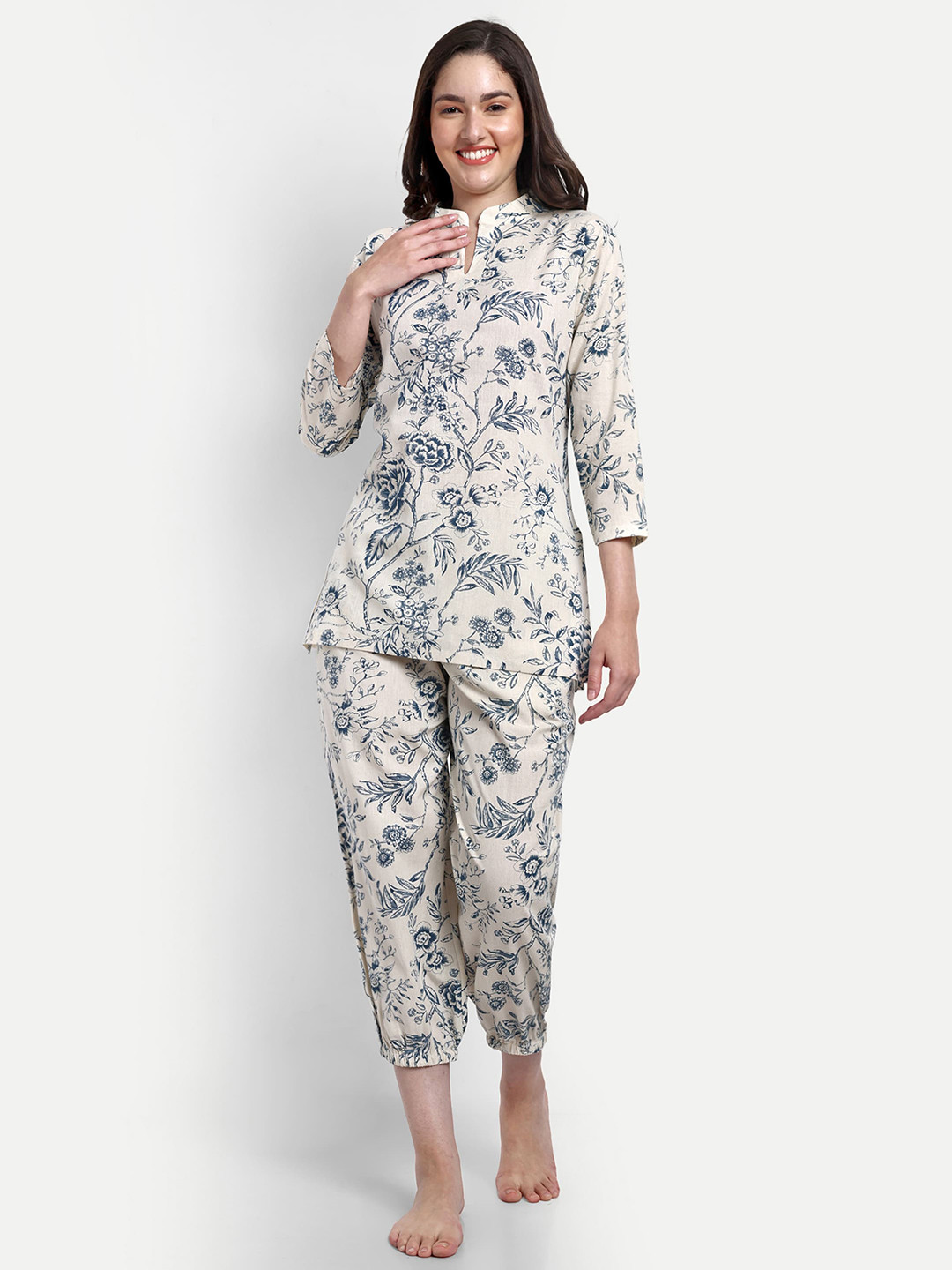 Buy NIGHT FLOSS Floral Printed Pure Cotton Night Suit - Night Suits for ...