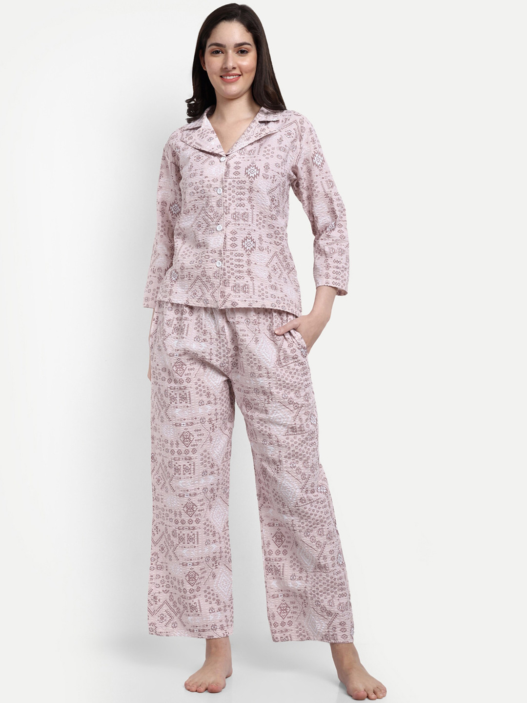 Buy NIGHT FLOSS Geometric Printed Night Suit - Night Suits for Women ...