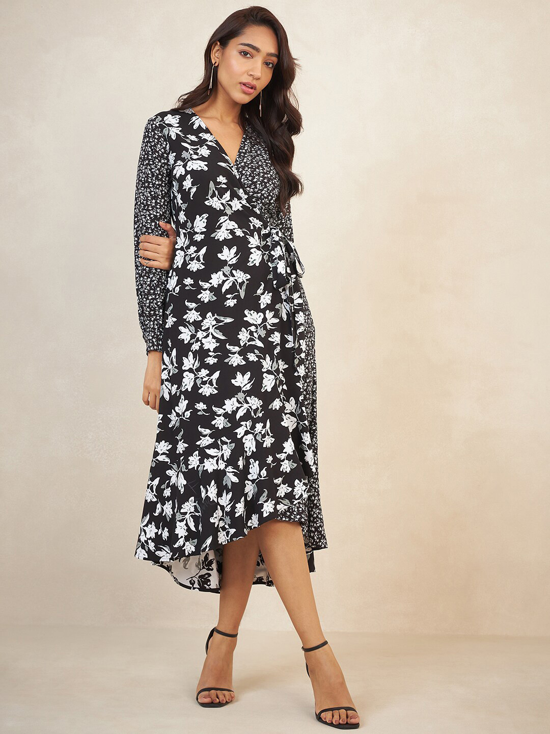 Buy FEMMELLA Floral Printed Tie Ups Wrap Midi Dress - Dresses for Women ...