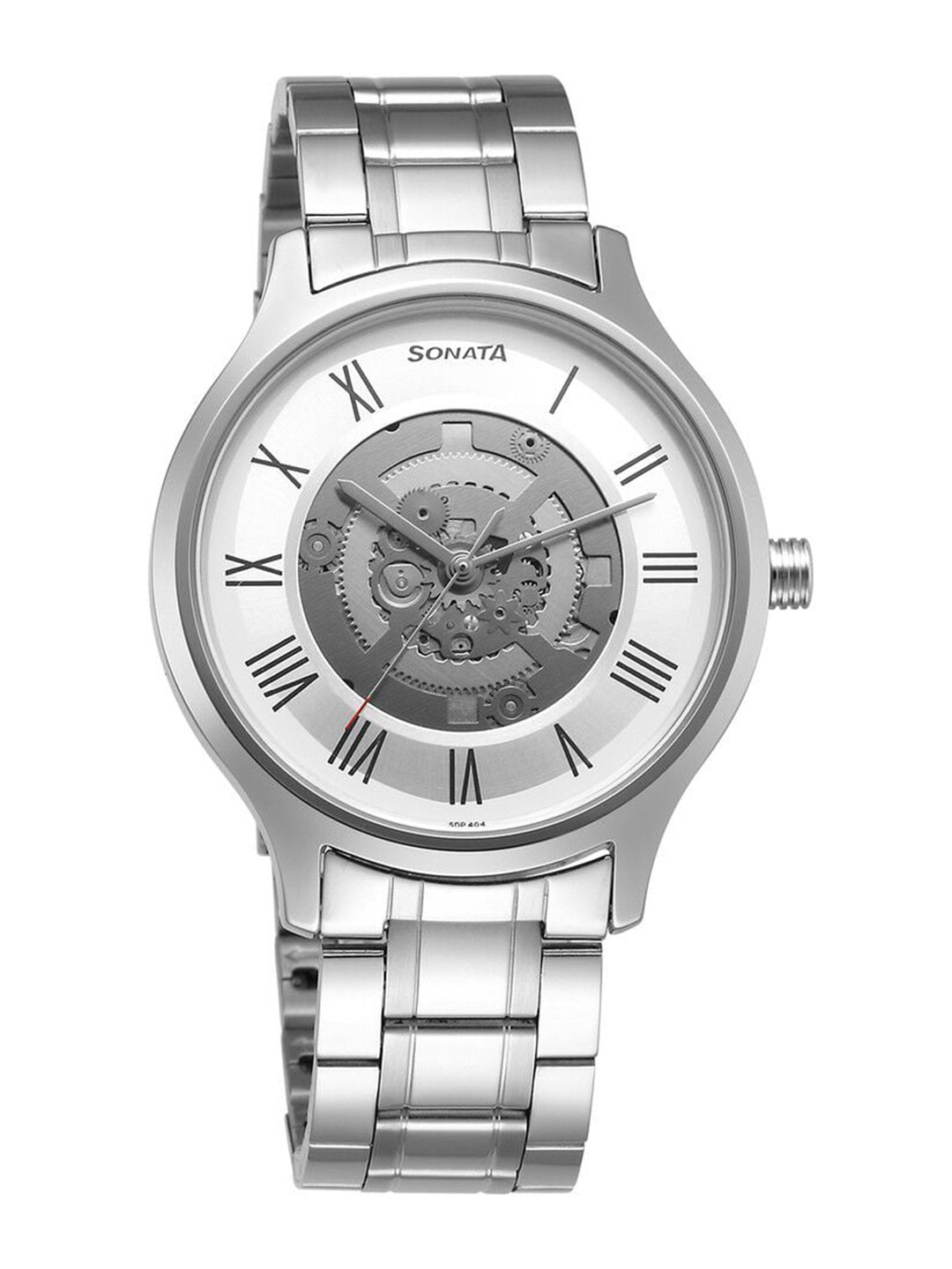 Buy Sonata Men Skeleton Dial & Stainless Steel Bracelet Style Straps ...