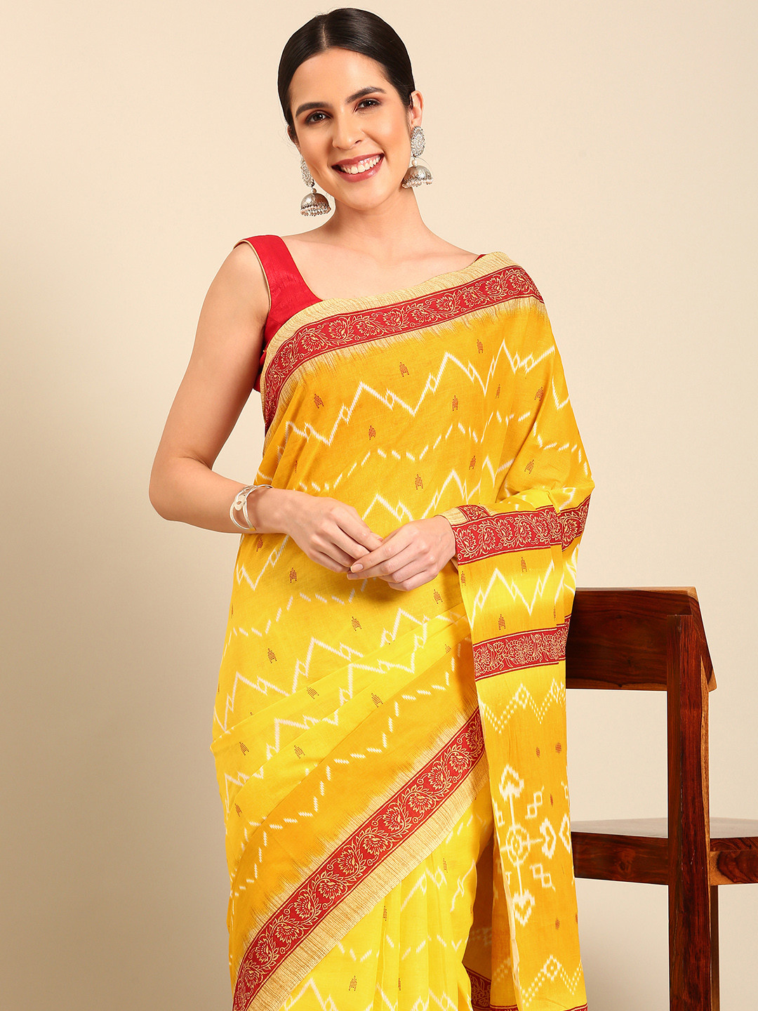 Buy SHANVIKA Geometric Print Pure Cotton Saree - Sarees for Women ...