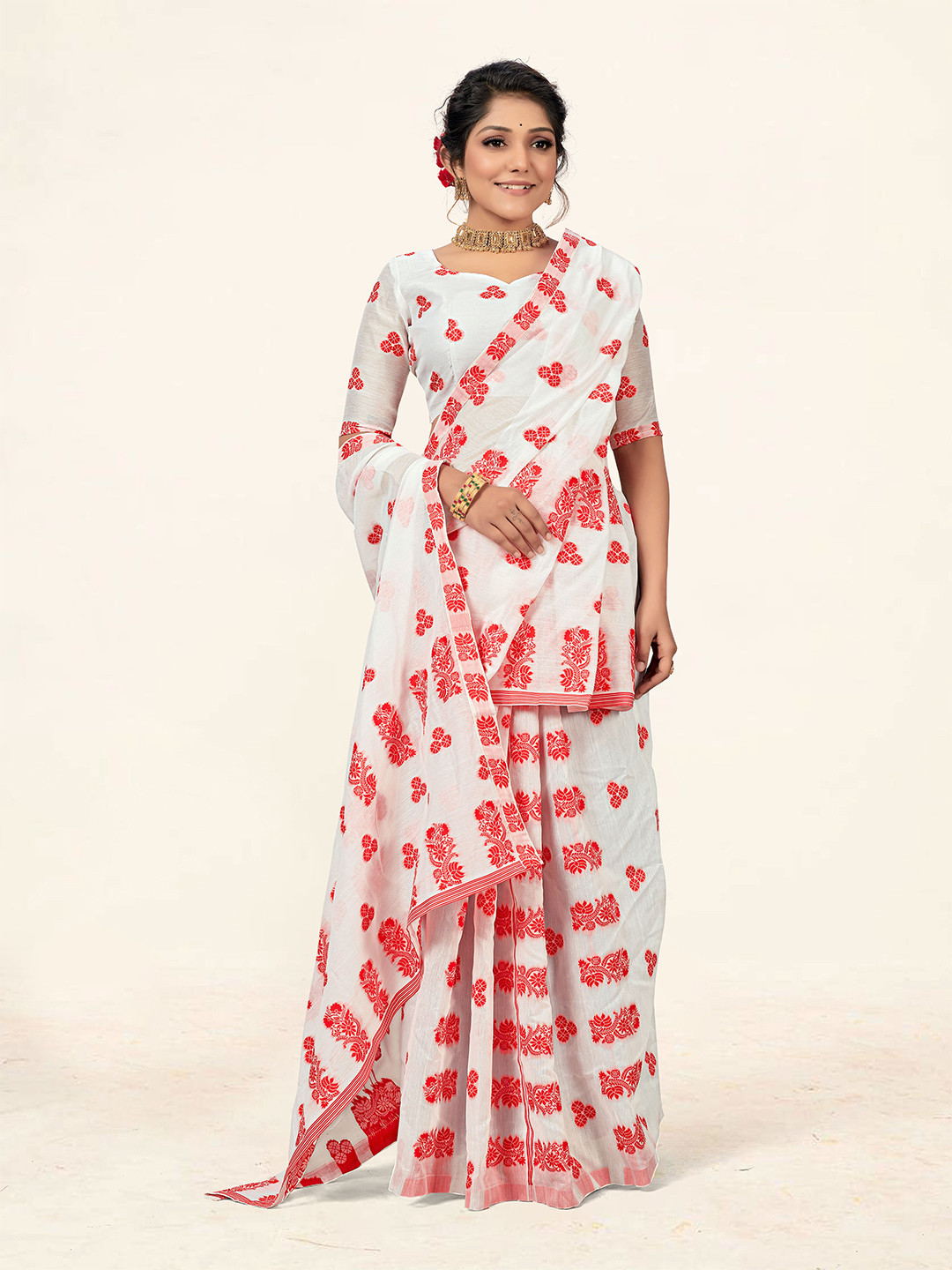 Buy KALINI Floral Woven Design Mekla Chador Banarasi Saree - Sarees for ...