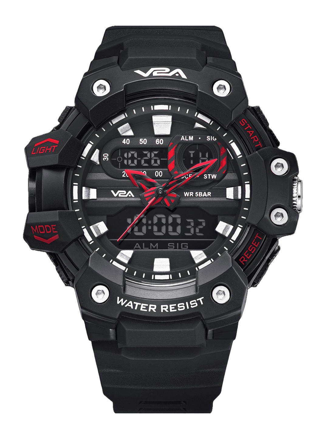 Buy V2A Men Embellished Dial Reset Time Analogue And Digital Watch V2A ...