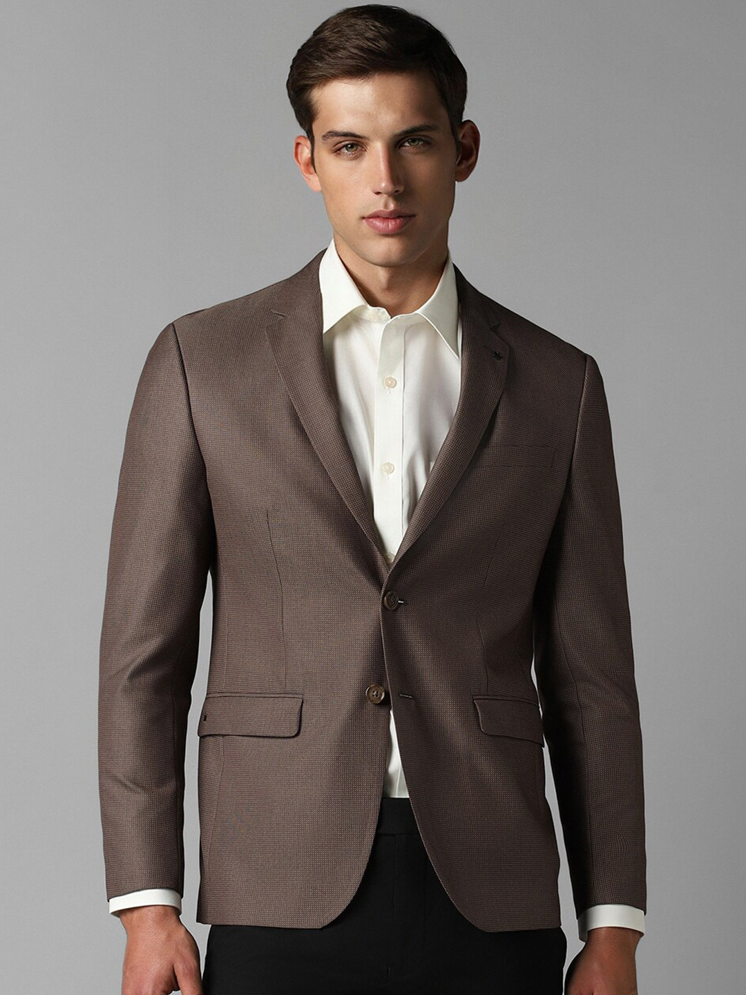 Buy Louis Philippe Textured Slim Fit Single Breasted Formal Blazers ...