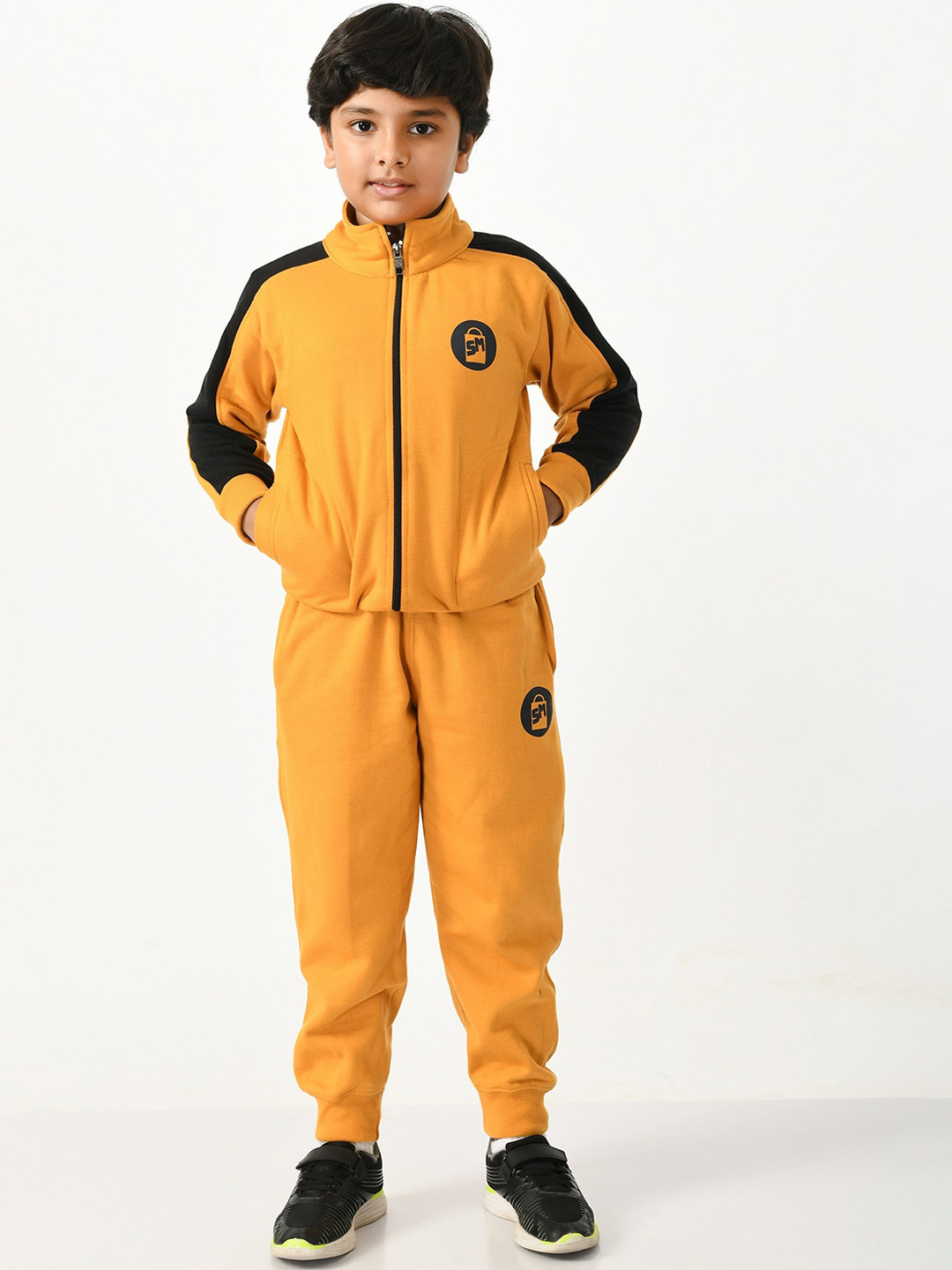 Buy SMSHOPMORE Boys Mock Collar Long Sleeves Fleece Tracksuits Soft ...