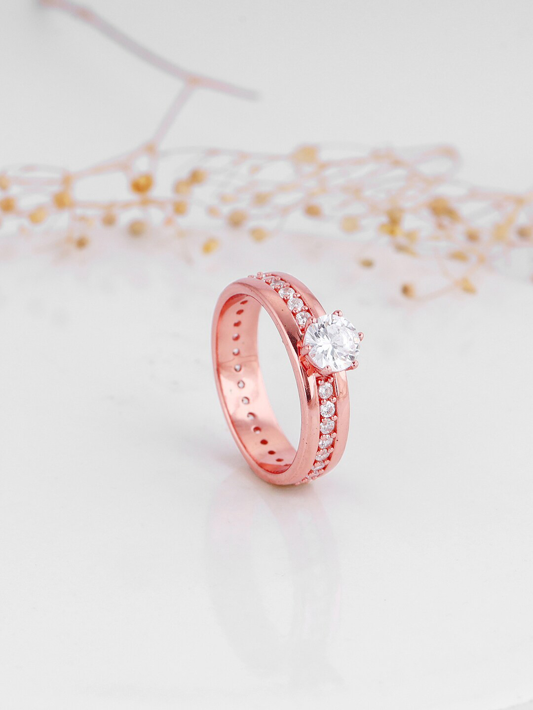 Buy GIVA Rose Gold Plated Adjustable Finger Ring - Ring for Women ...