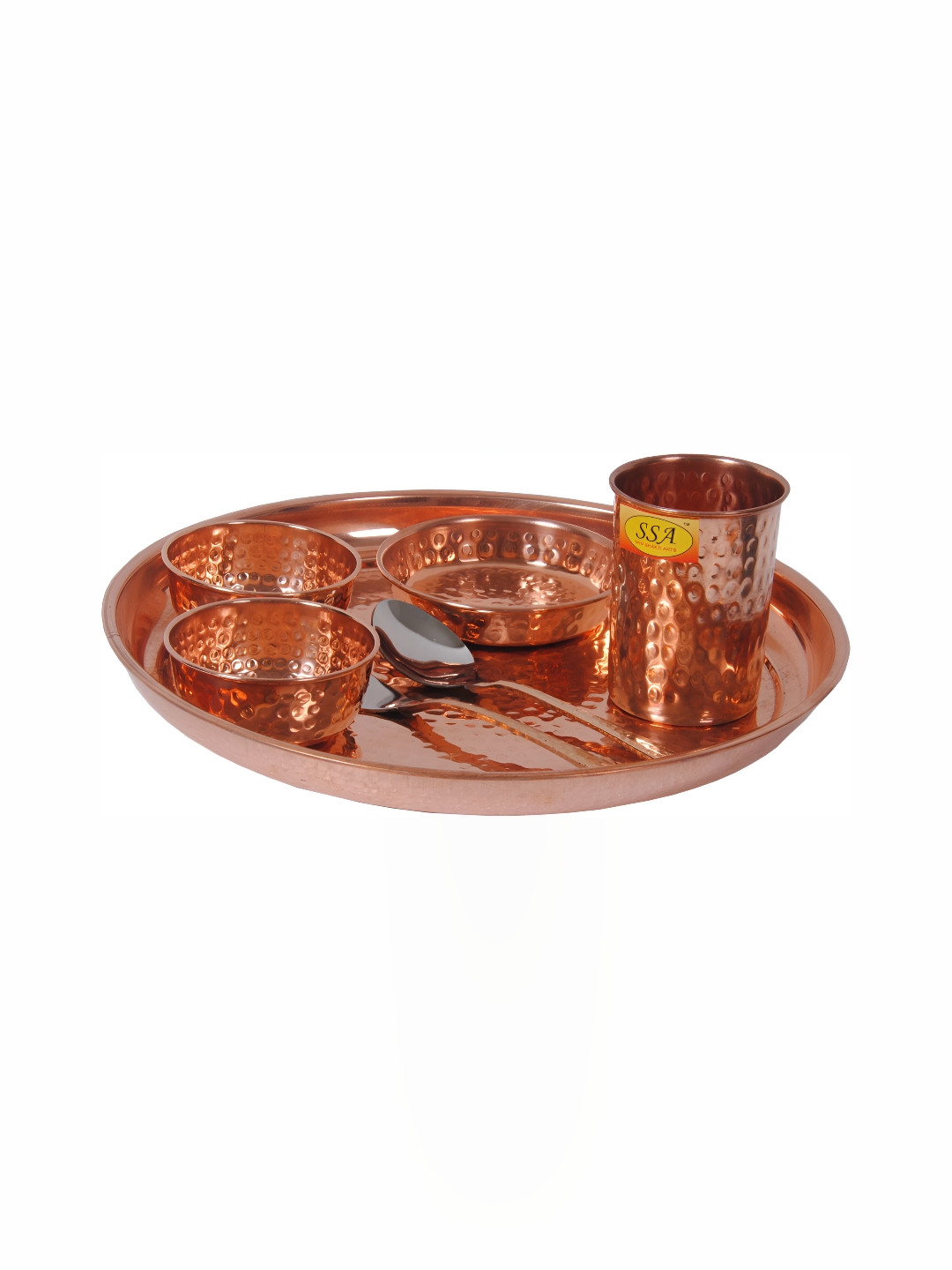 Buy Shivshakti Arts Brown 7 Pieces Copper Dinner Set - Dinner Set for ...
