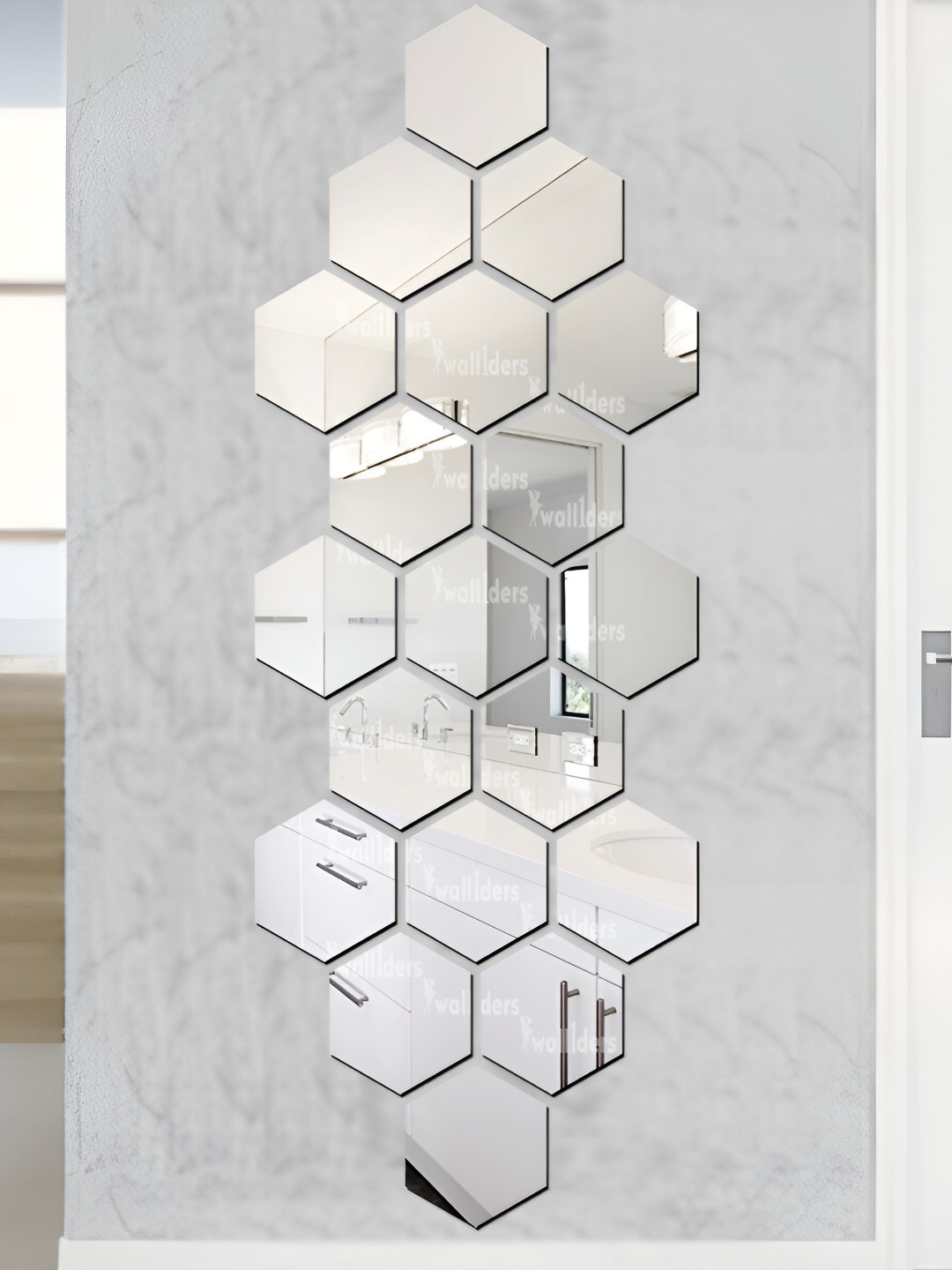 Buy Wall1ders 20 Pieces Hexagon Shaped Mirror Wall Stickers - Decals ...