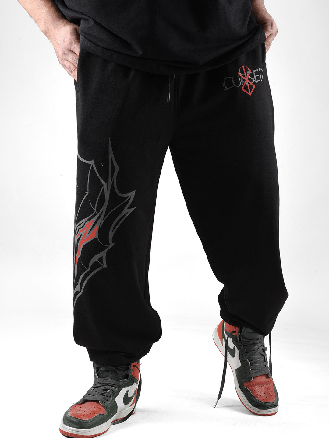 Buy COMICSENSE Men Berserk Cursed Anime Printed Cotton Baggy Fit Jogger ...