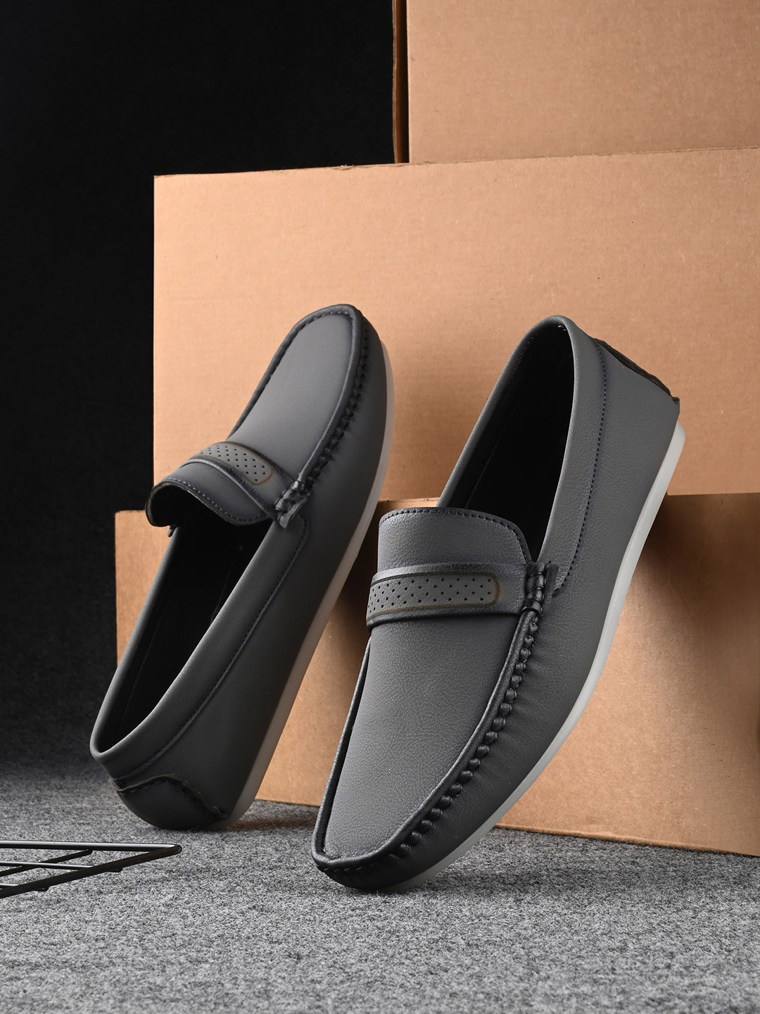 Buy BUCIK Men Textured Square Toe Lightweight Loafers - Casual Shoes ...