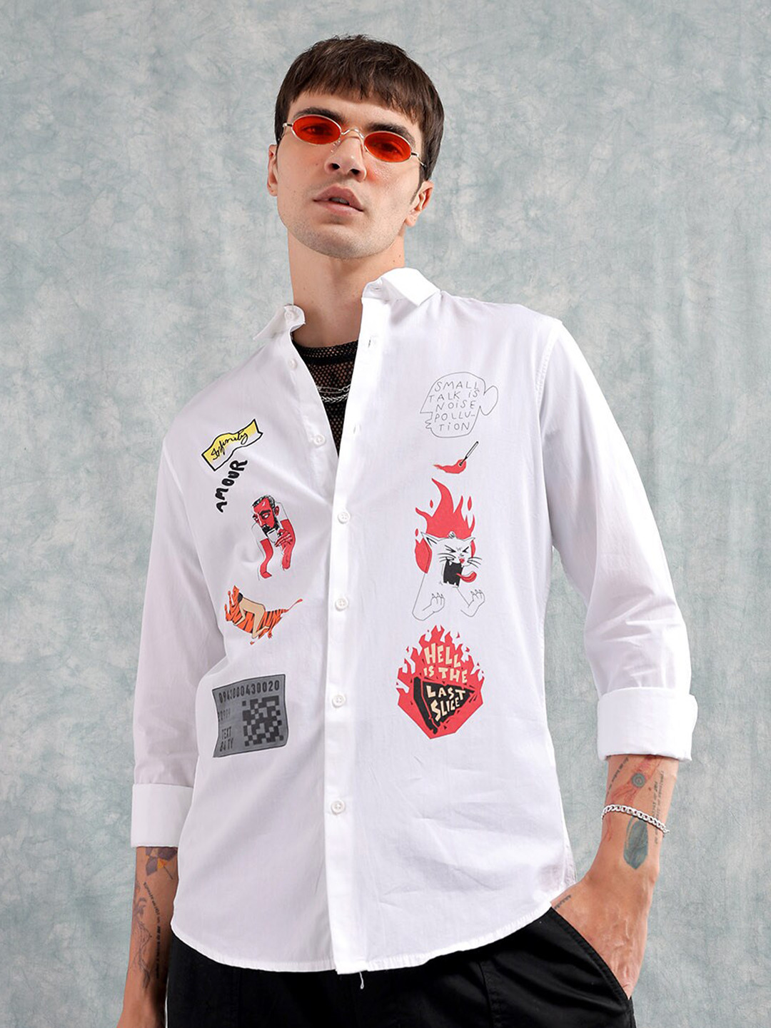 Buy The Indian Garage Co Slim Fit Graphic Printed Cotton Shirt - Shirts ...