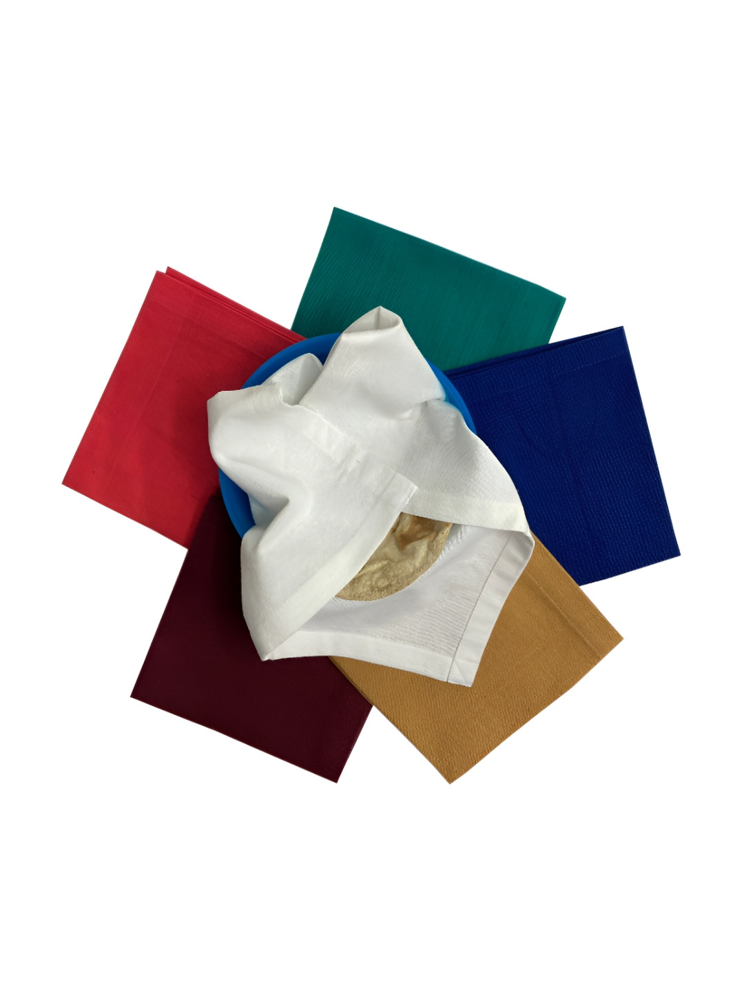 Buy FOVEROS White & Navy Blue Cotton Roti Napkins - Table Napkins for ...