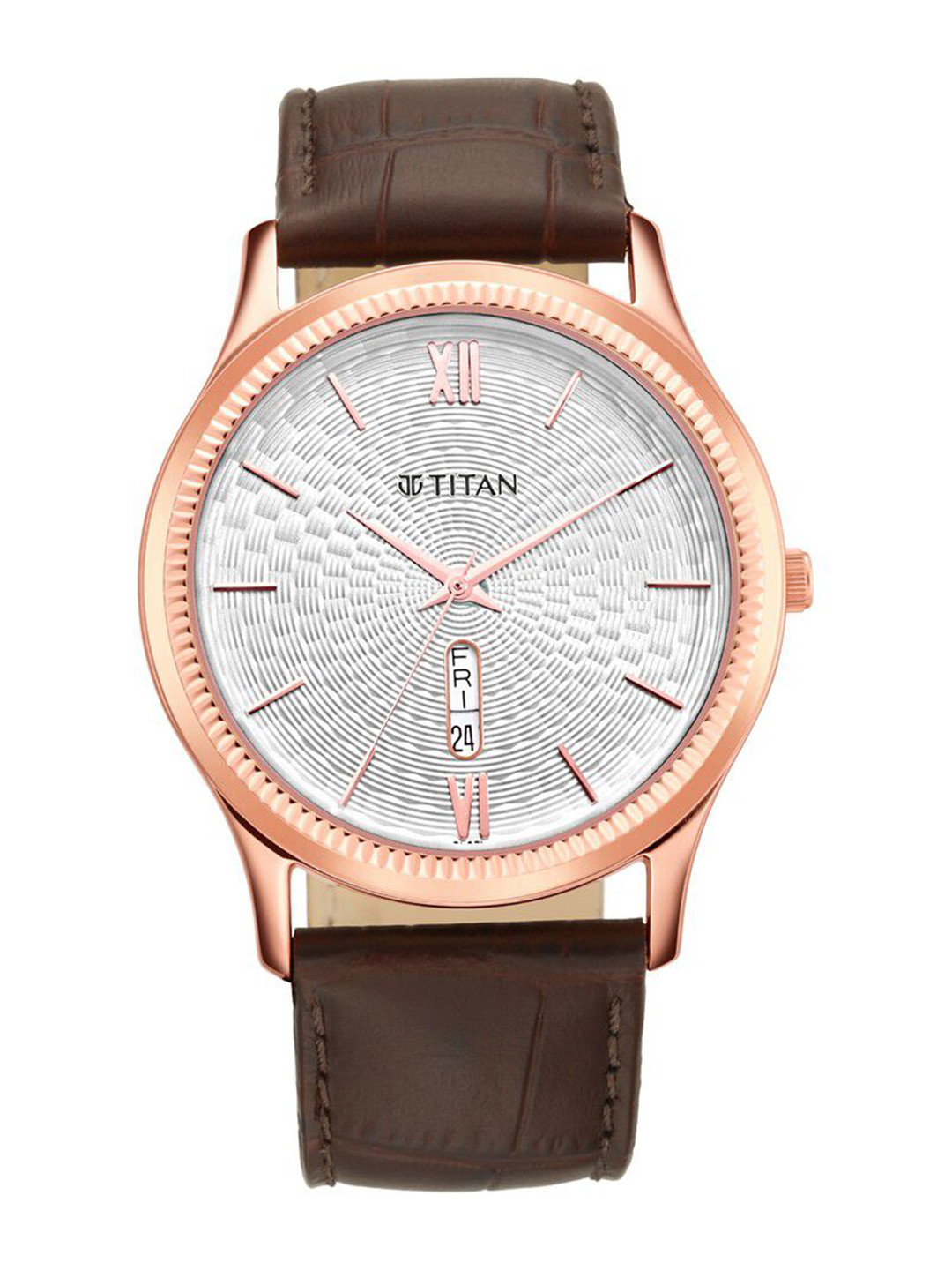 Buy Titan Men Printed Dial & Textured Leather Straps Analogue Watch ...