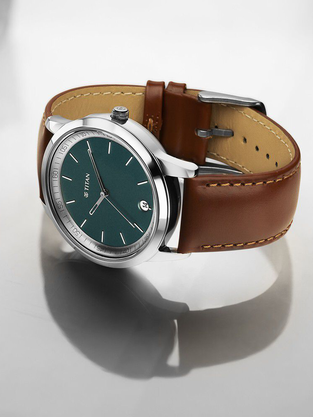 Buy Titan Men Round Dial & Leather Straps Analogue Watch 1806SL12 ...