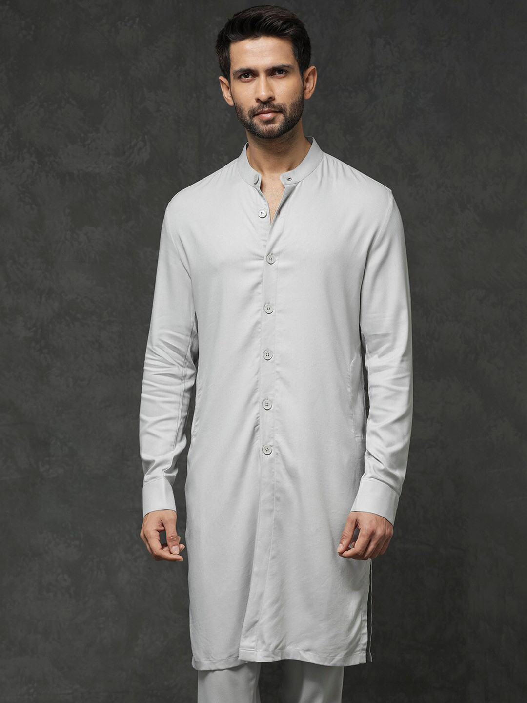 Buy RARE RABBIT Mandarin Collar Straight Kurta - Kurtas for Men ...