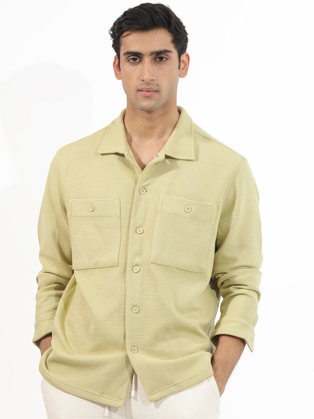 Buy RARE RABBIT Men Elric Tailored Fit Textured Spread Collar Jacket ...