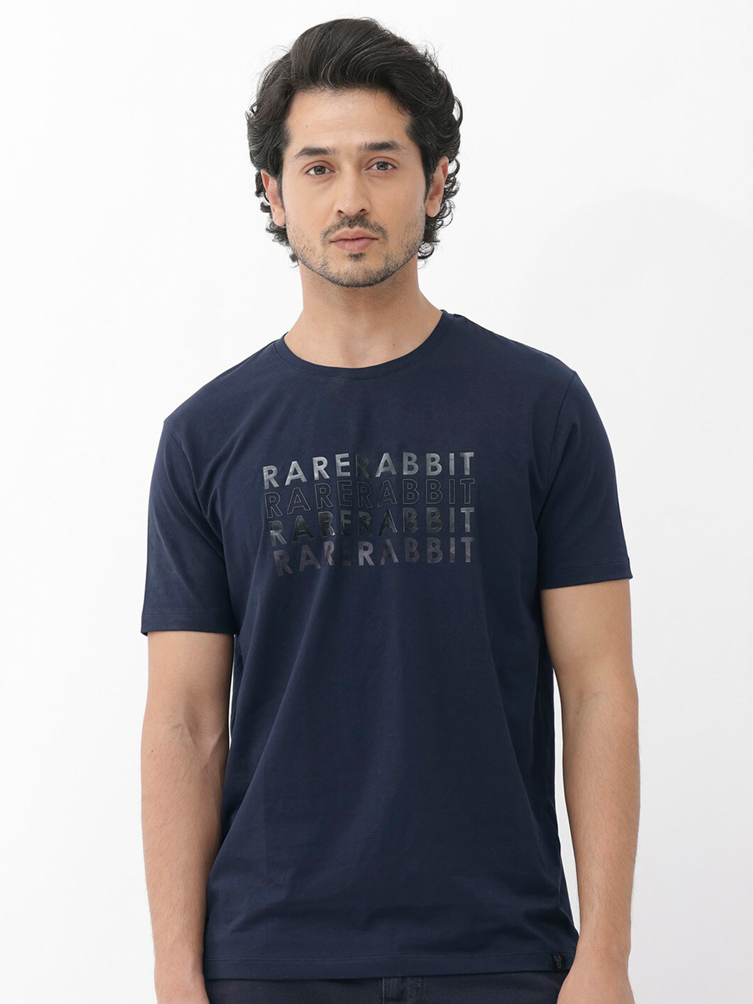 Buy RARE RABBIT Men Callum Regular Fit Typography Printed Cotton T ...