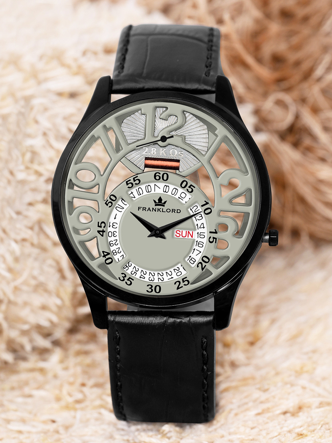 Buy Franklord Men Round Shaped Leather Straps Analogue Watch F 000 GSG ...