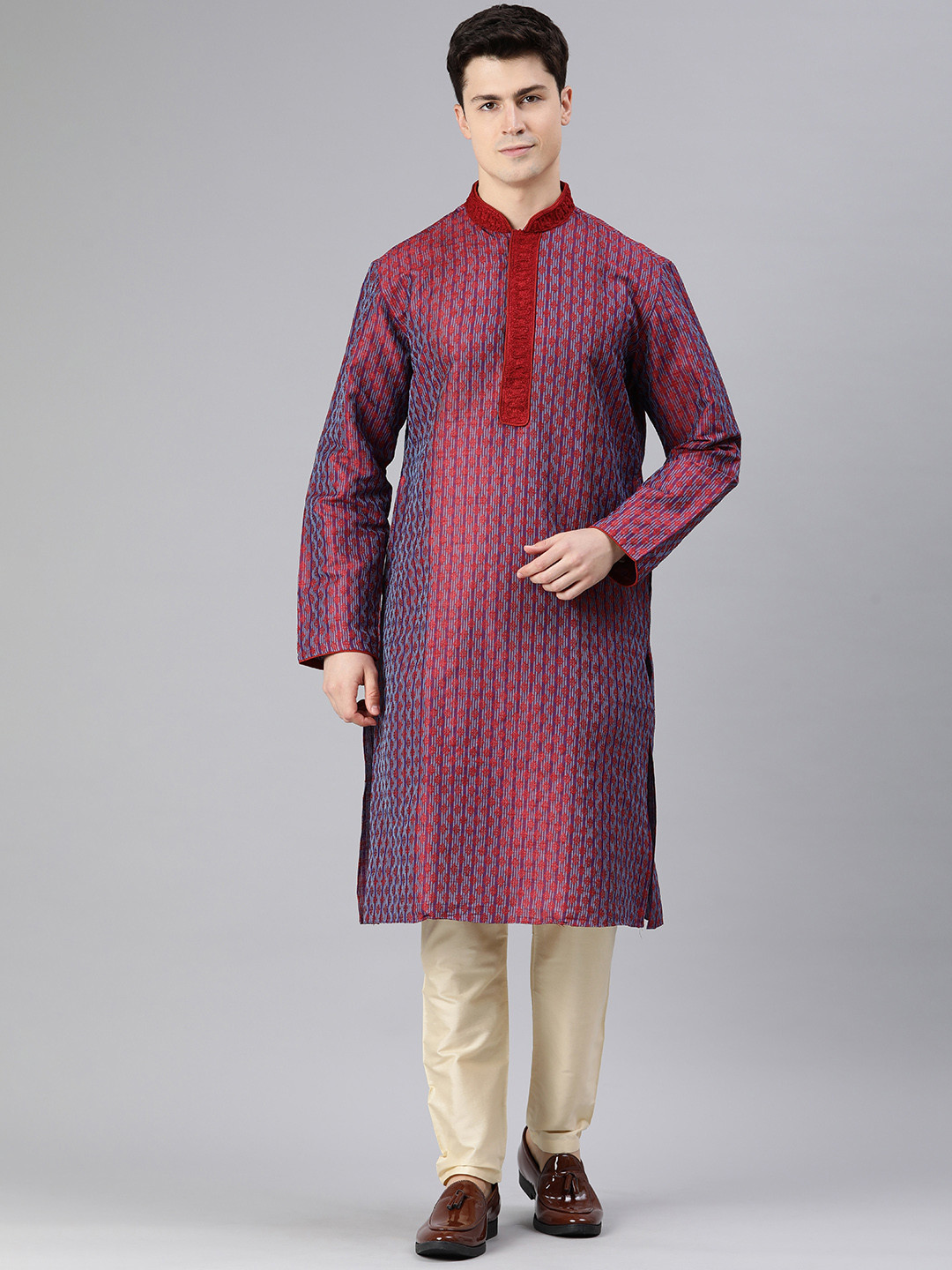 Buy Manthan Men Ethnic Motifs Thread Work Kurta - Kurtas for Men ...