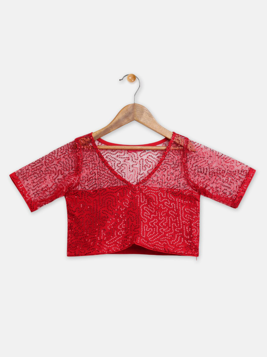 Buy Studio Rasa Embroidered V Neck Sheer Net Crop Top - Tops for Girls ...