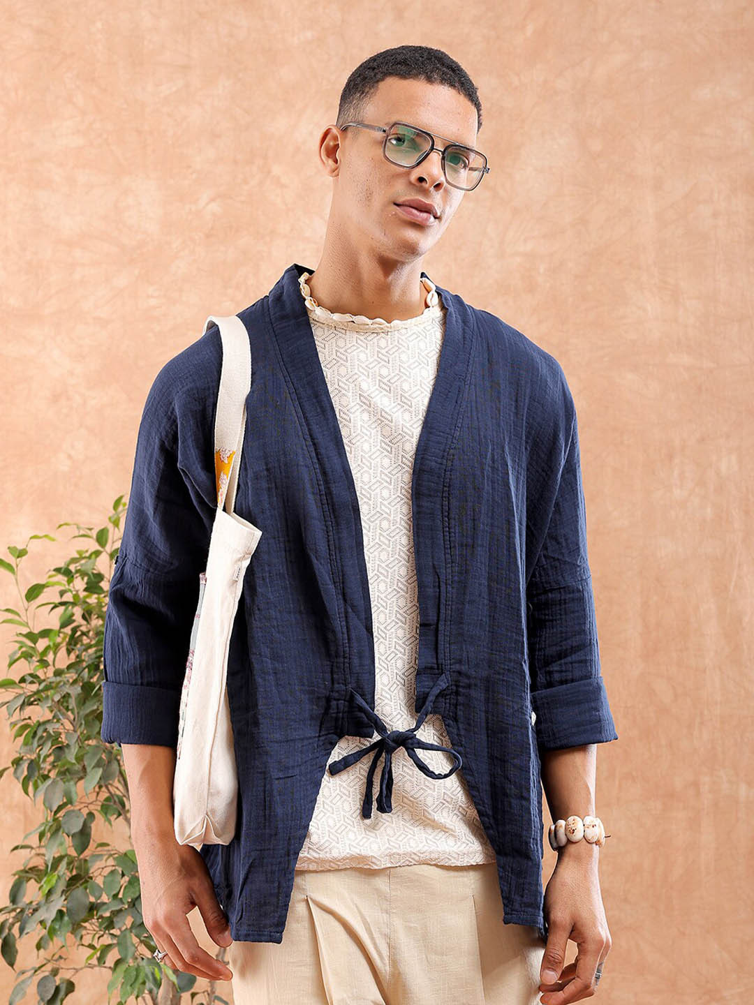 Buy The Indian Garage Co Longline Pure Cotton Open Front Shrug - Shrug ...