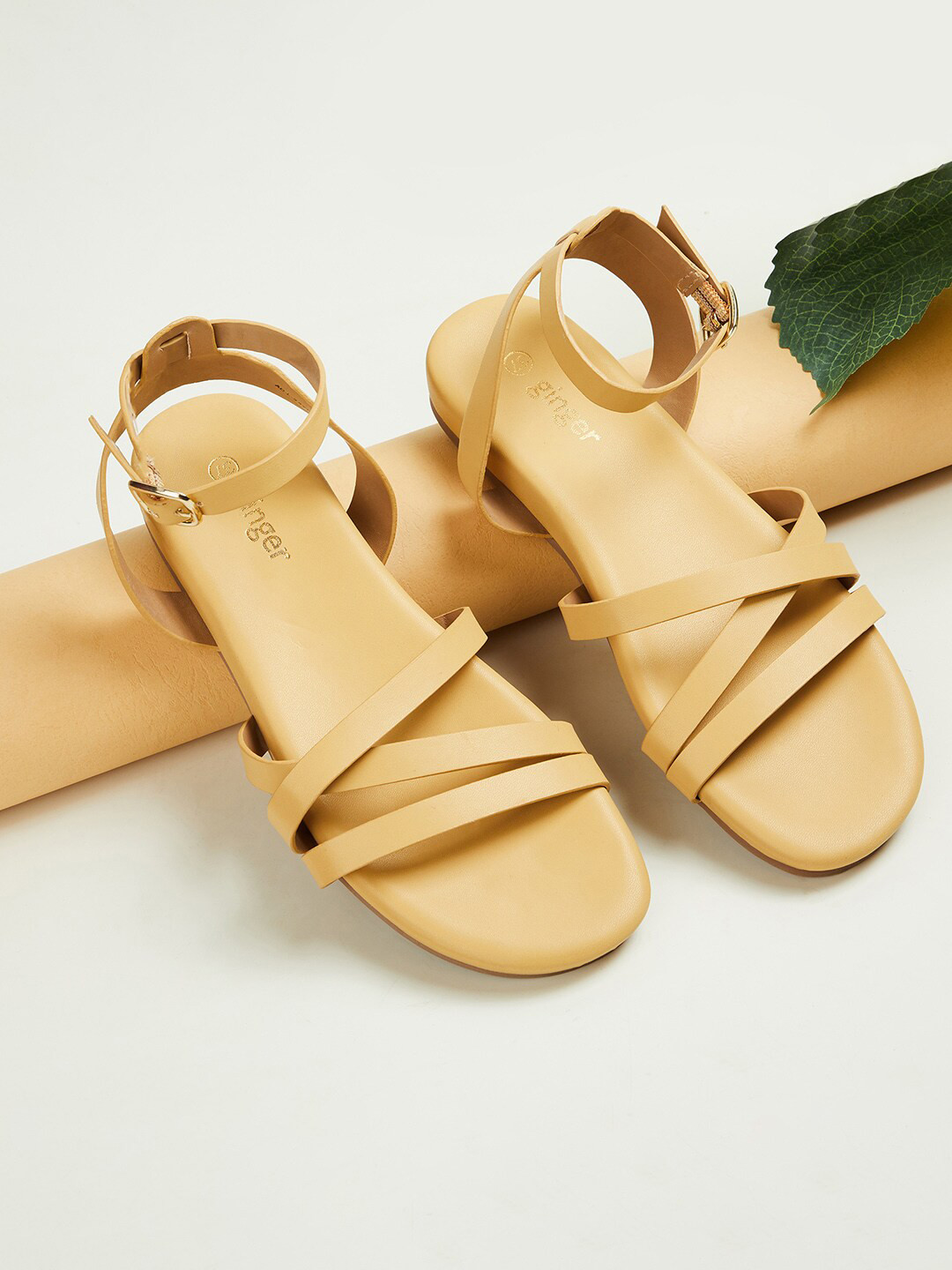 Buy Ginger By Lifestyle Strappy Ankle Loop Open Toe Flats - Flats for ...