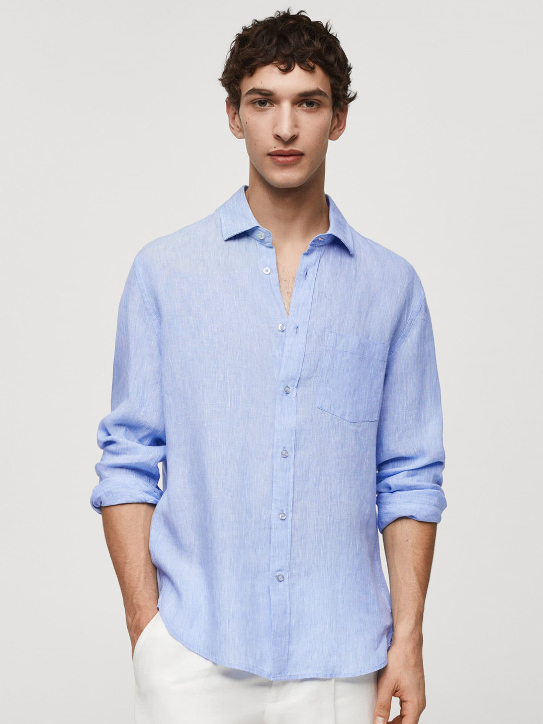 Buy MANGO MAN Pure Linen Classic Fit Casual Shirt - Shirts for Men ...