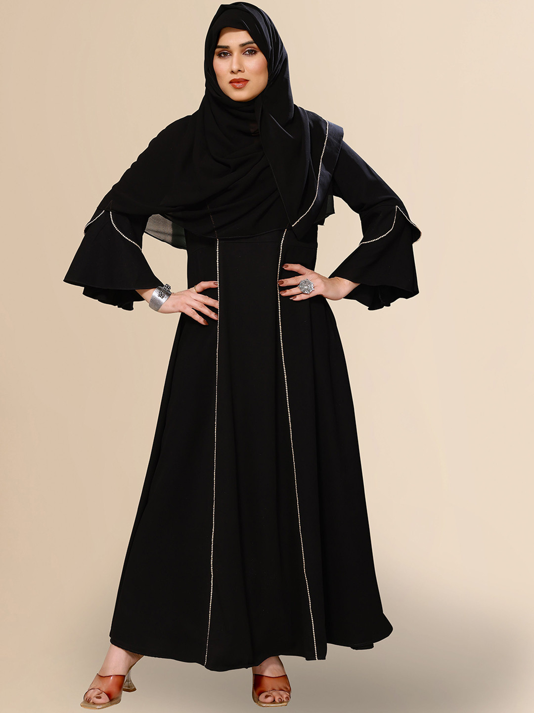 Buy TITANIUM SILK INDUSTRIES PVT. LTD. Embellished Detail Burqa With ...