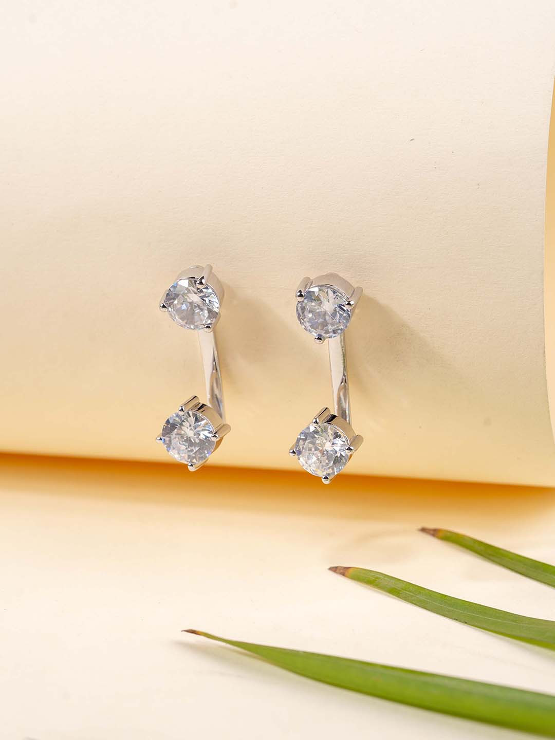 Buy STERLYN 92.5 Sterling Silver Contemporary Silver Plated Stud ...
