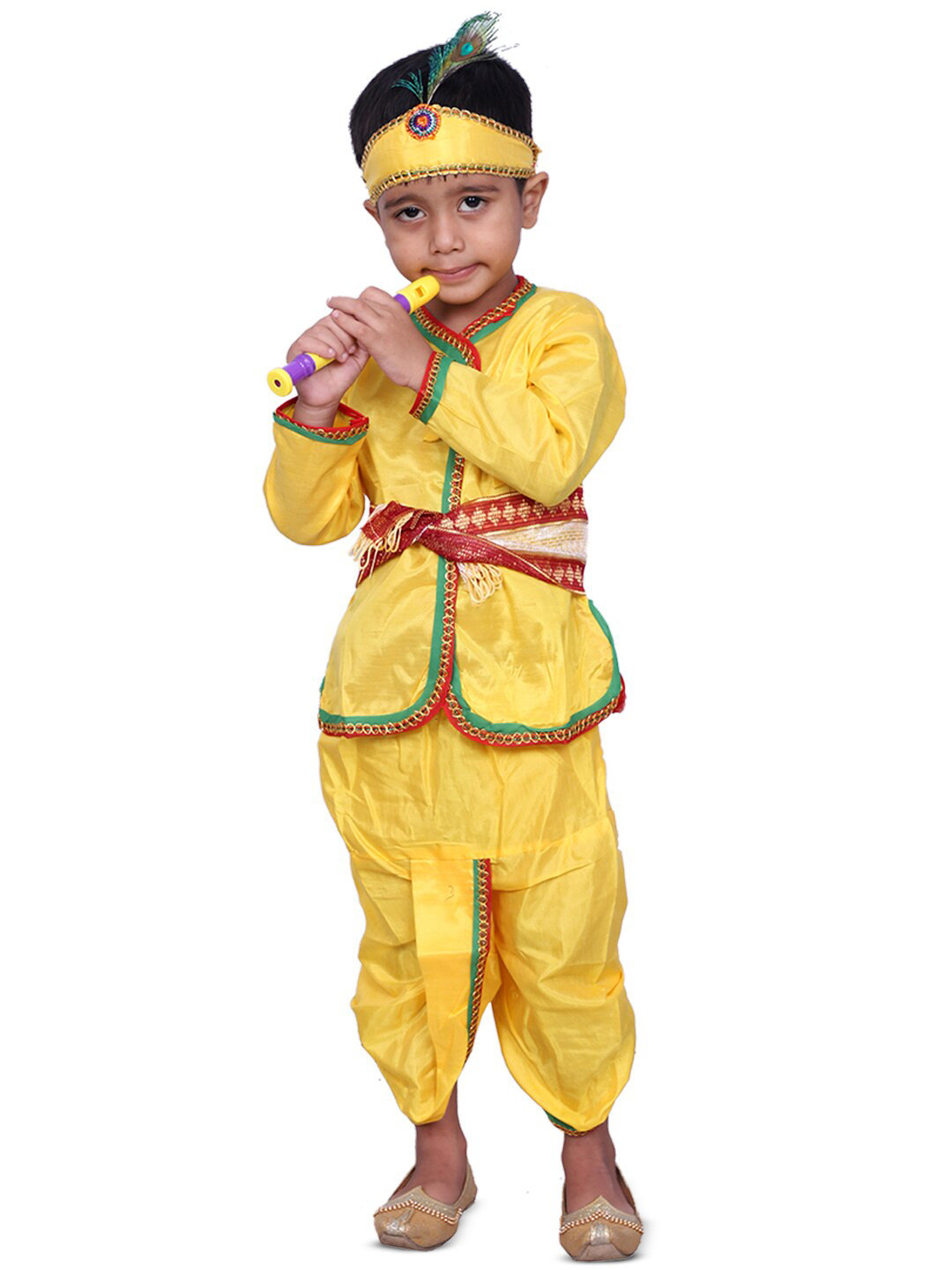 Buy BAESD Boys Shirt With Dhoti Pant 5 Pieces Krishna Costume ...