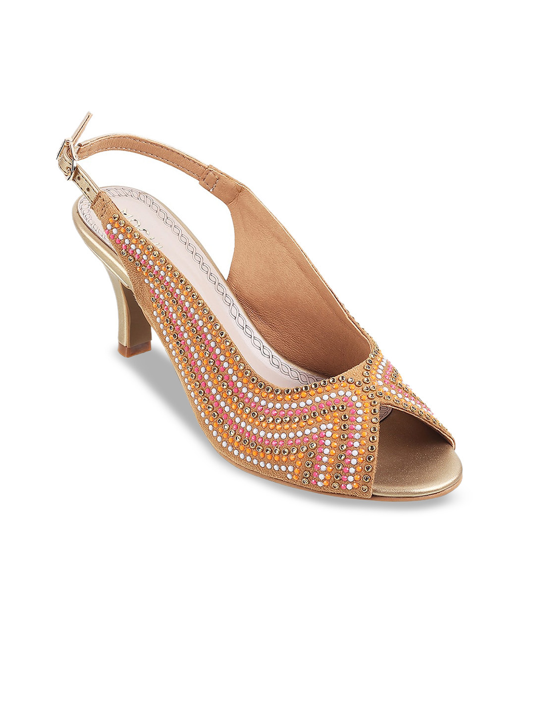 Buy Mochi Embellished Kitten Heeled Peep Toes - Heels for Women ...