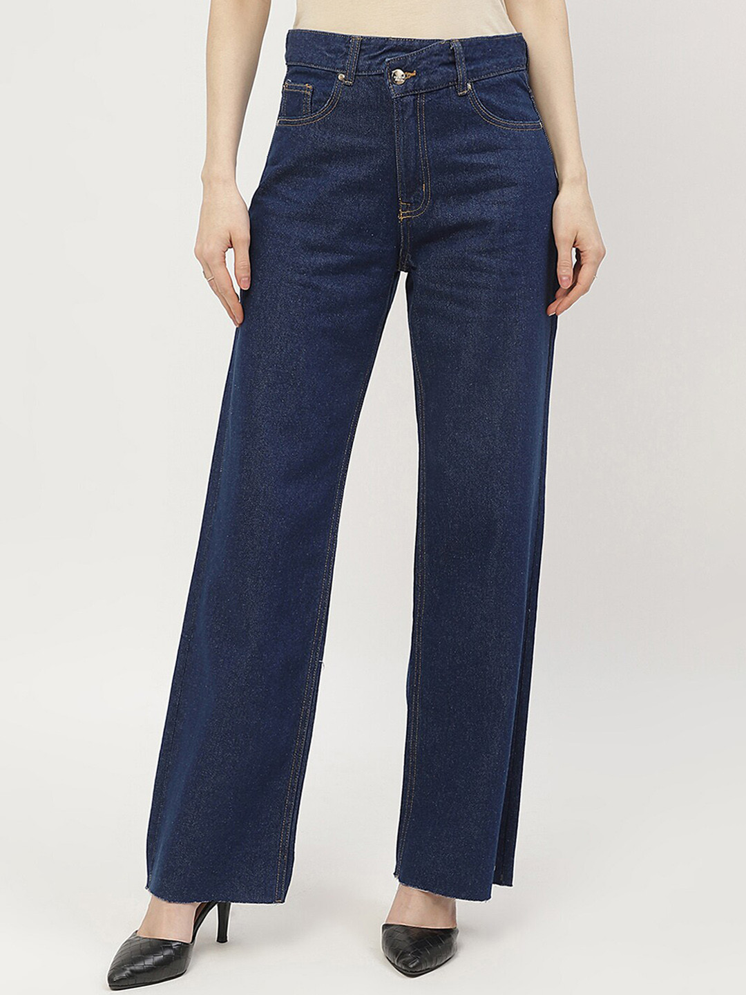 Buy Madame Women Clean Look Mid Rise Cotton Wide Leg Jeans - Jeans for ...