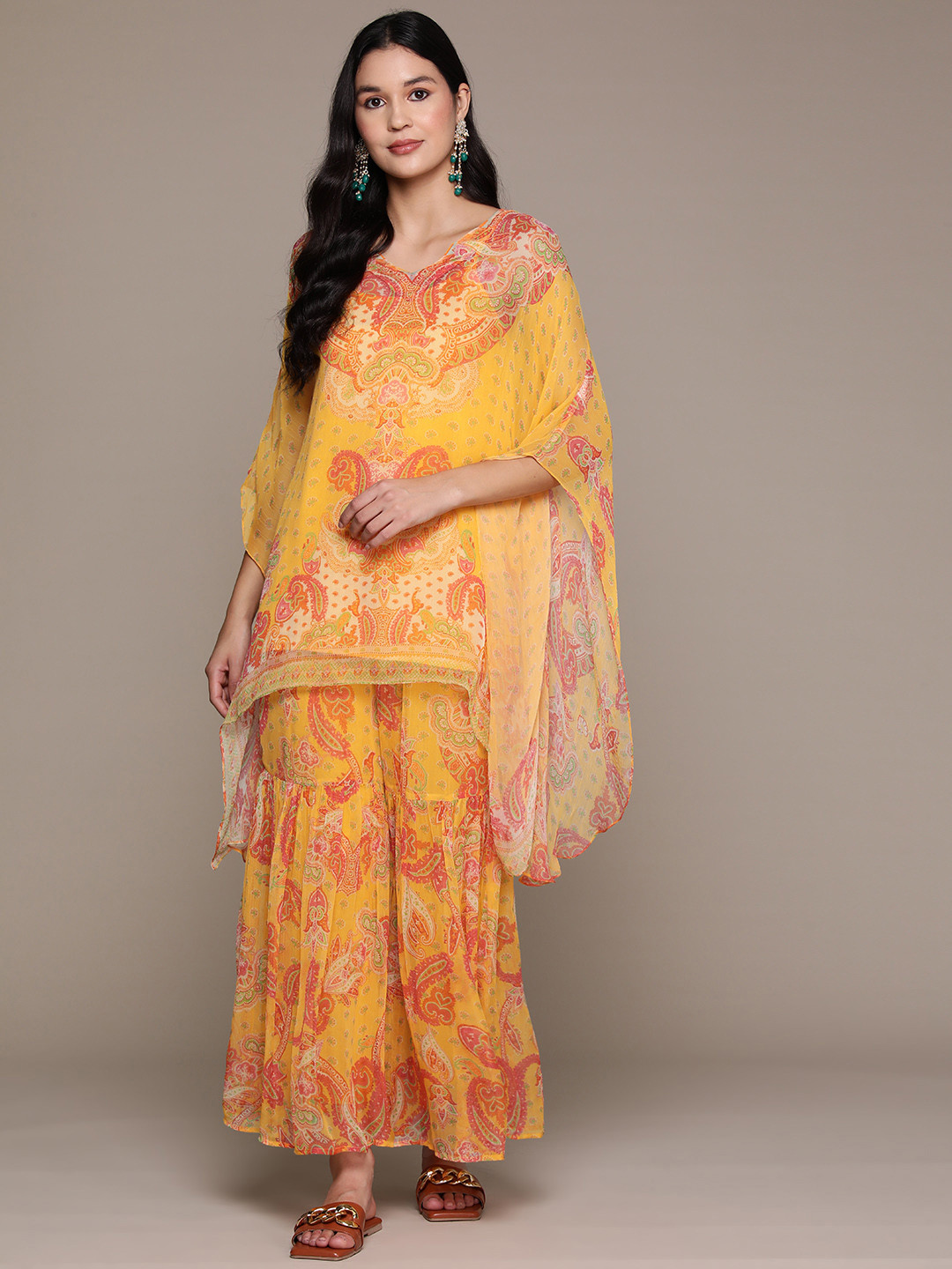 Buy Aarke Ritu Kumar Women Floral Printed Regular Kurti With Sharara ...