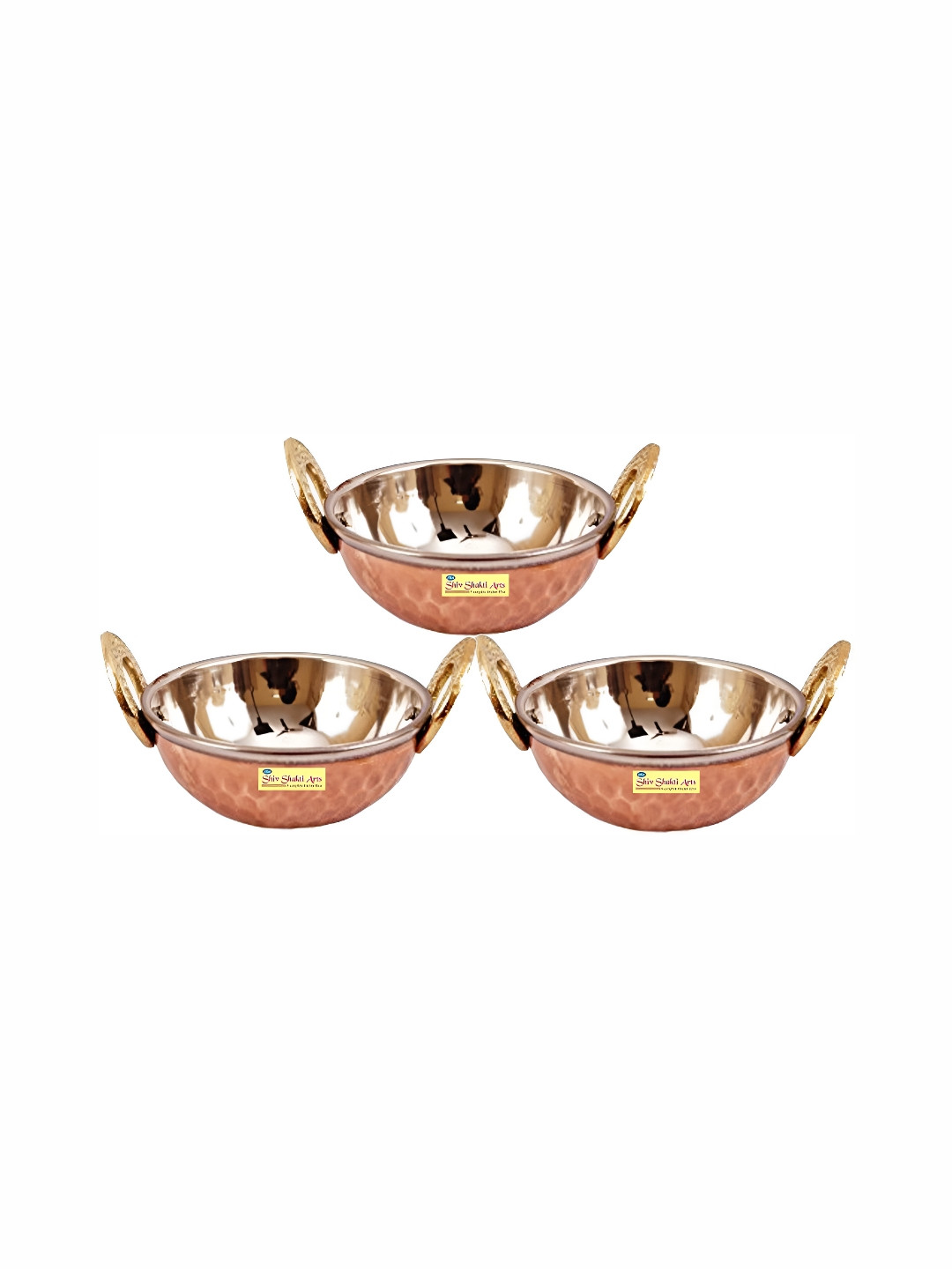 Buy Shivshakti Arts Brown 3 Pieces Copper Kadai Cook And Serve ...