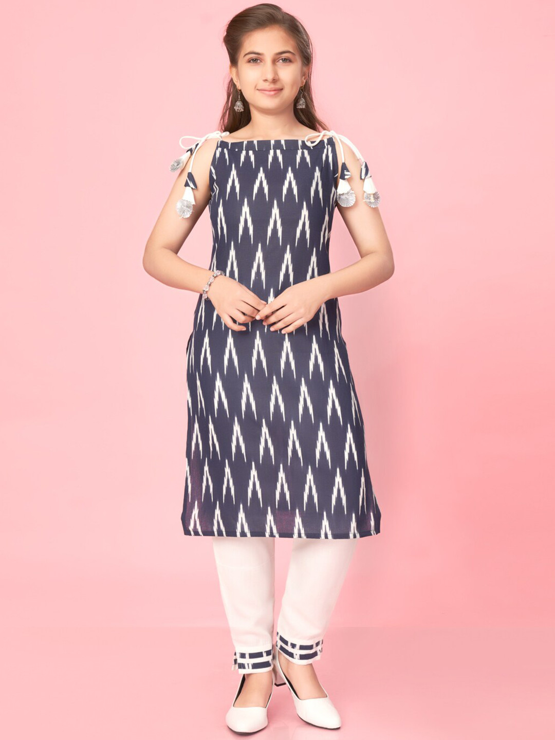 Buy BAESD Girls Shoulder Strap Cotton Thread Work Kurta - Kurtas for ...